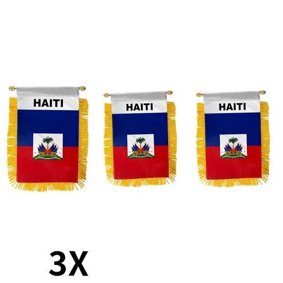 Other | 3x Haiti Mini Banner Flag Car Home Window Mirror Hanging 2 ...